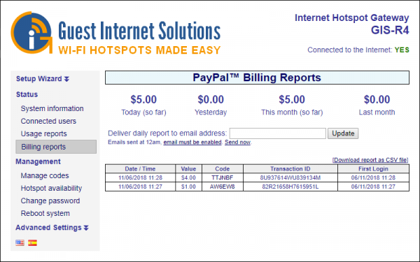 Billing Reports | Guest Internet